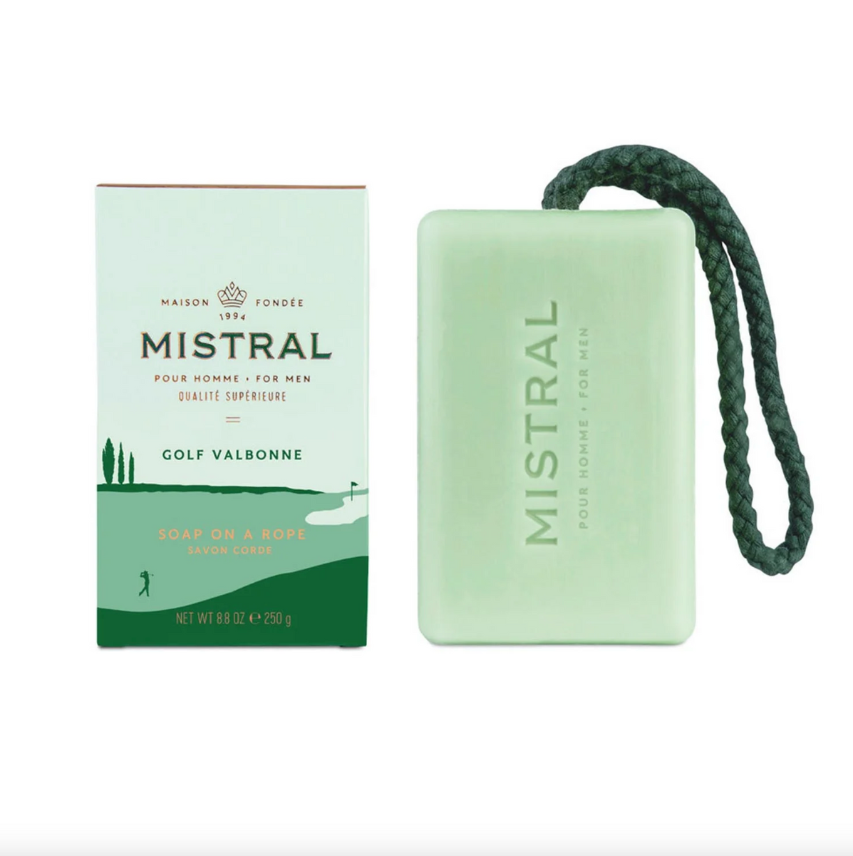 Mistral Men's Soap on a Rope 8.8oz 250g - Golf Valbonne